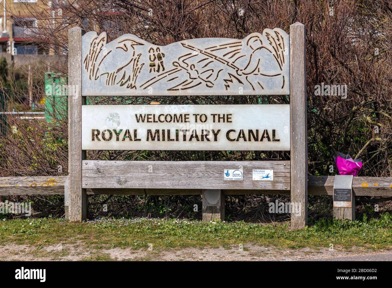 Royal Military Canal sign, Hythe, Kent Stock Photo - Alamy