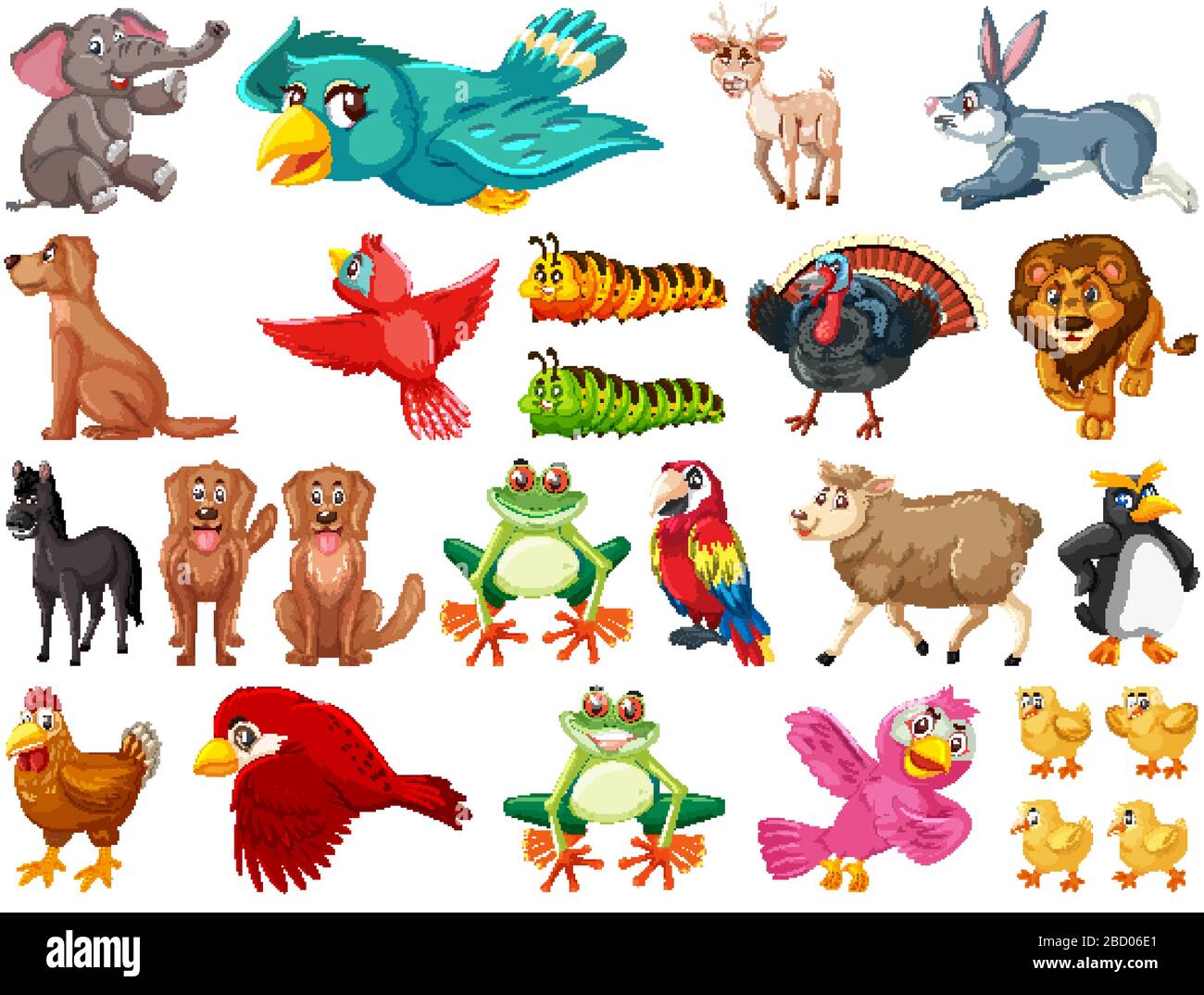 Large set of wild animals on white background illustration Stock Vector ...