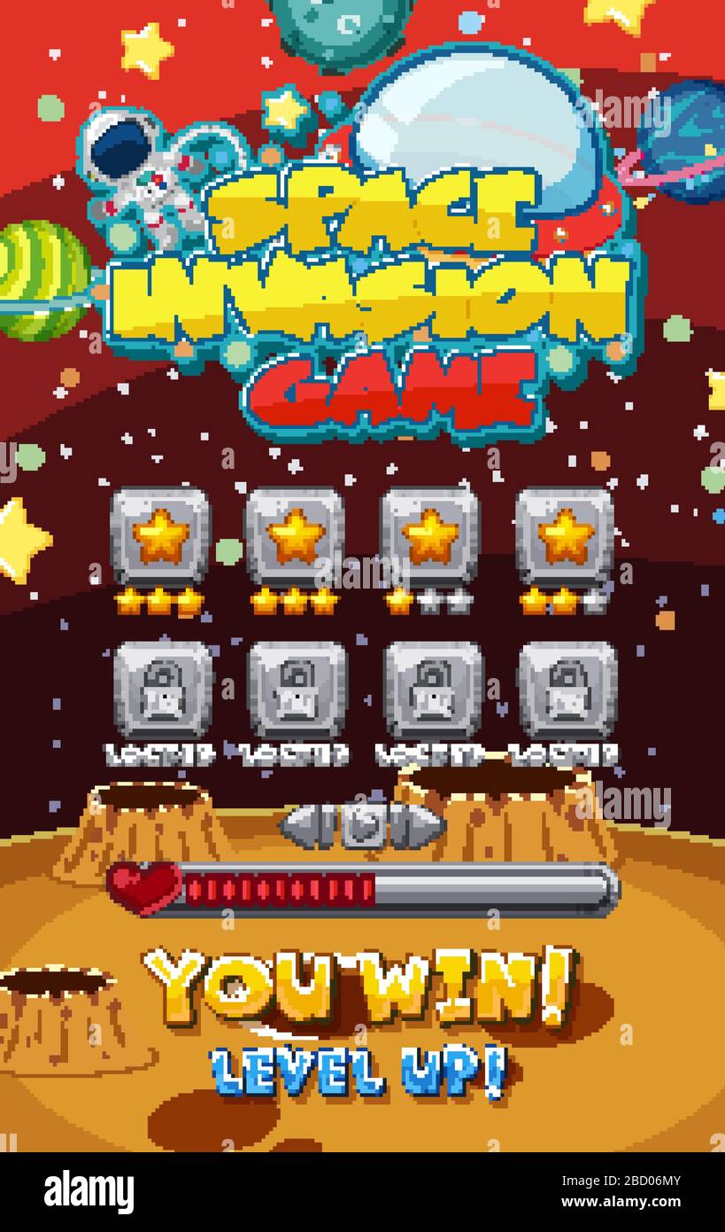 Game template with many planets in the space background illustration ...