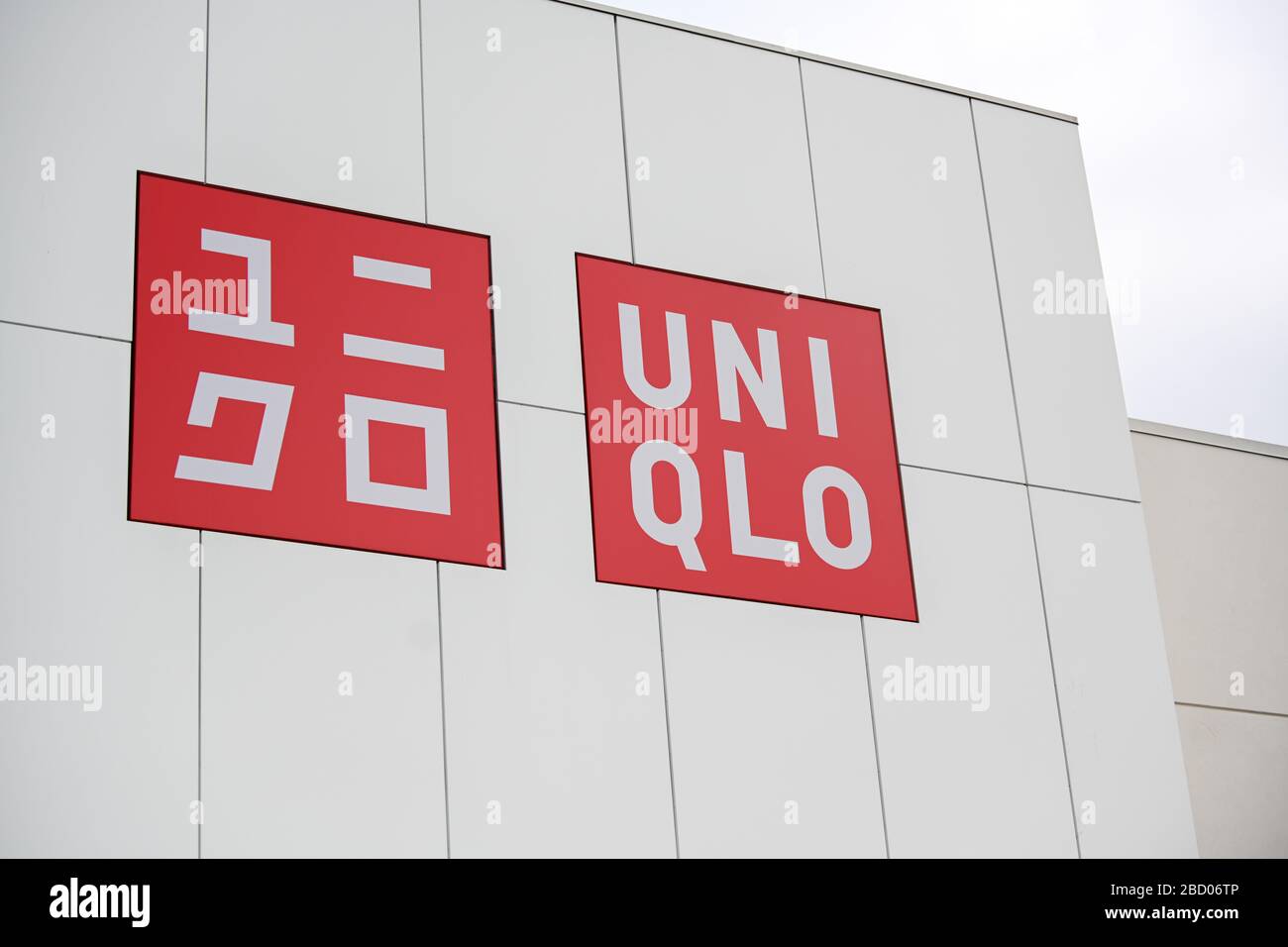 General overall view of UNIQLO signage inside the Ontario Mills mall ...
