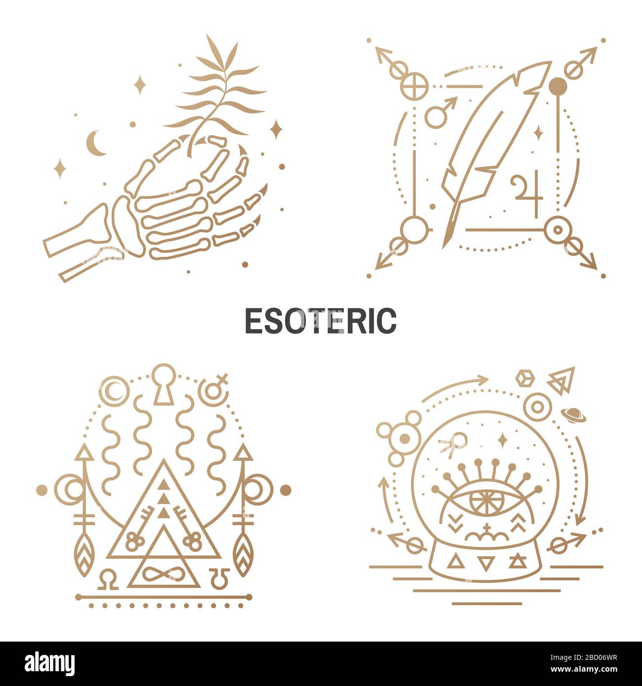 Esoteric symbols. Vector illustration. Thin line geometric badge ...