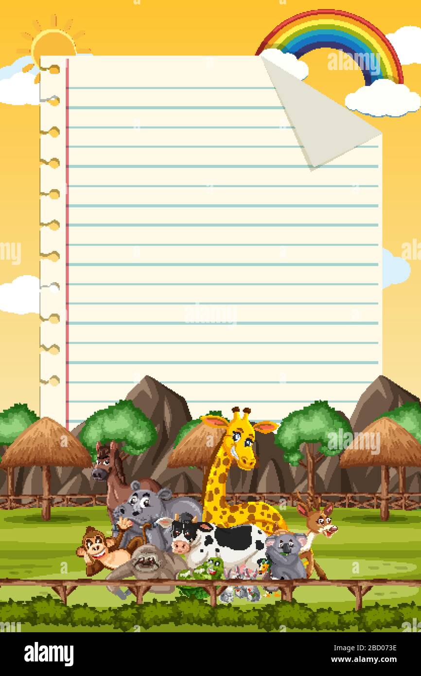 Wild Animals Border Border Template Design Many Wild Animals