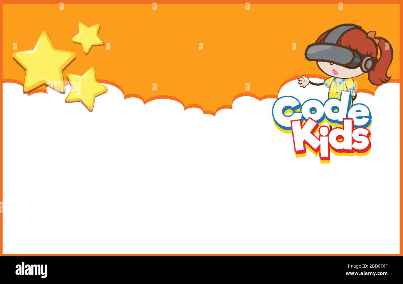 Background design template with girl and word code kid illustration ...