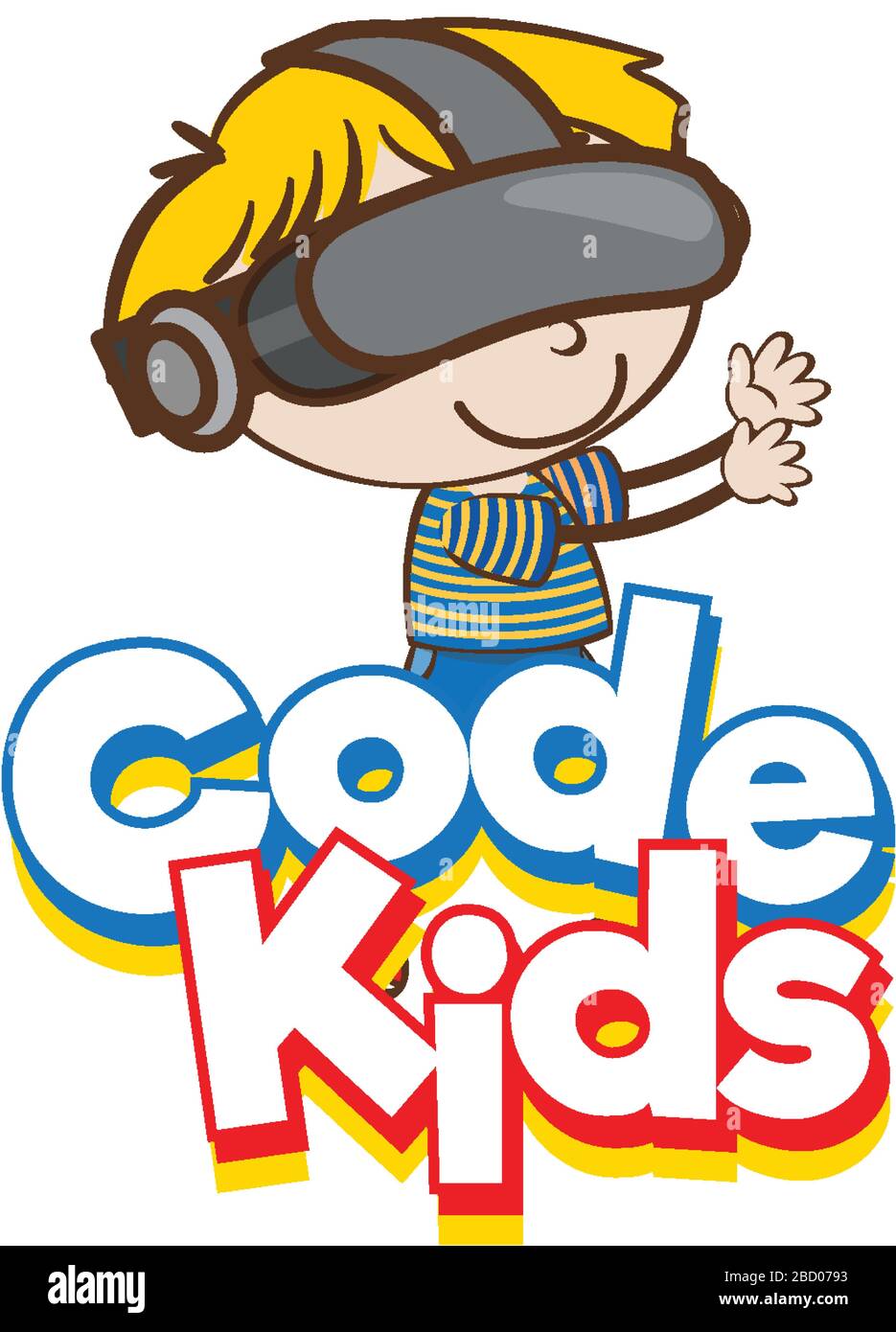 Font design for word code kids with kid wearing goggle illustration ...