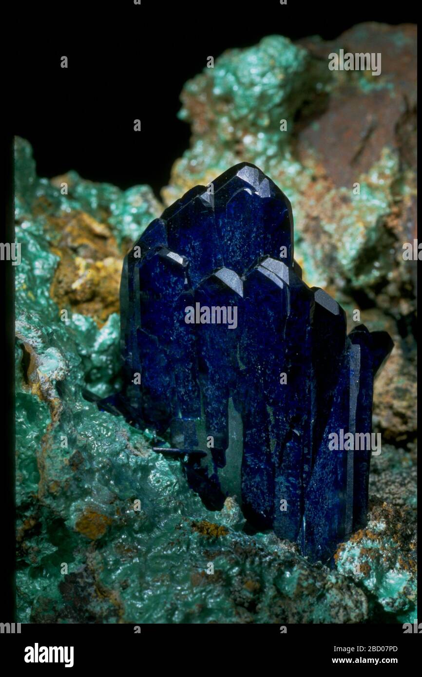 Photograph of azurite crystals (104886) from the National Mineral ...