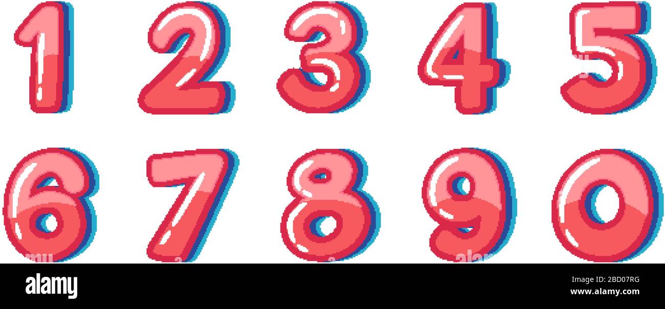 Font design for number one to zero on white background illustration ...