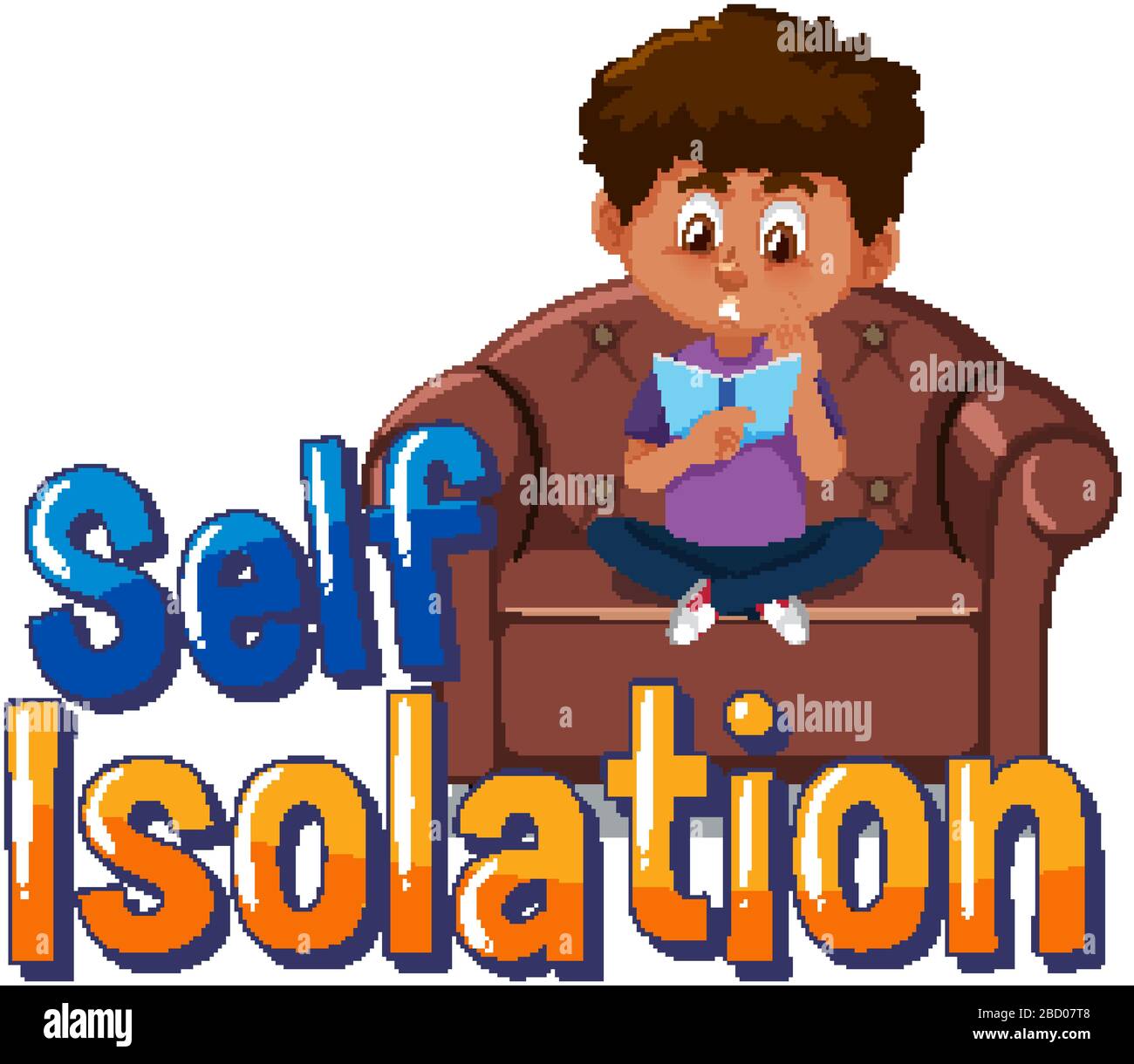 Self isolation to avoid spreading corona virus illustration Stock ...