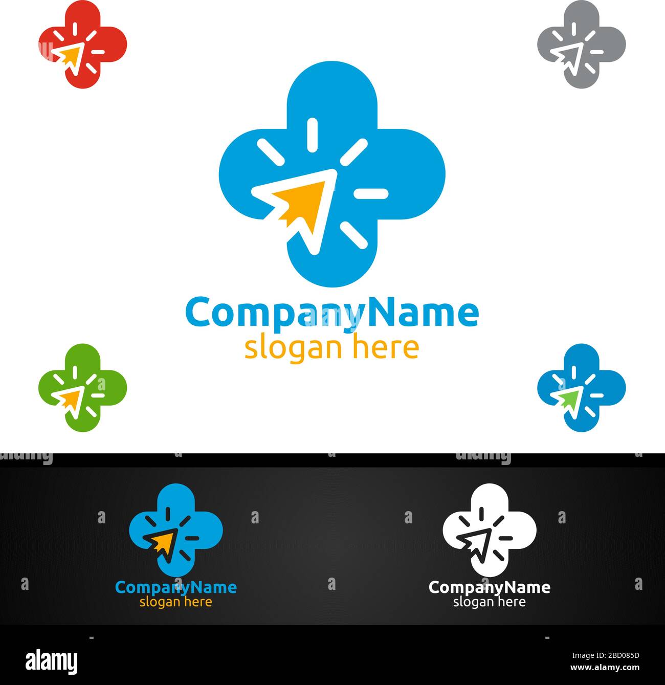 Cross Click Medical Hospital Logo for Emergency Clinic Drug store or ...