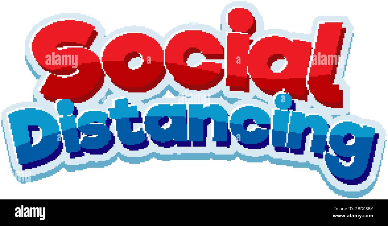 Font design for word social distancing on white background illustration ...