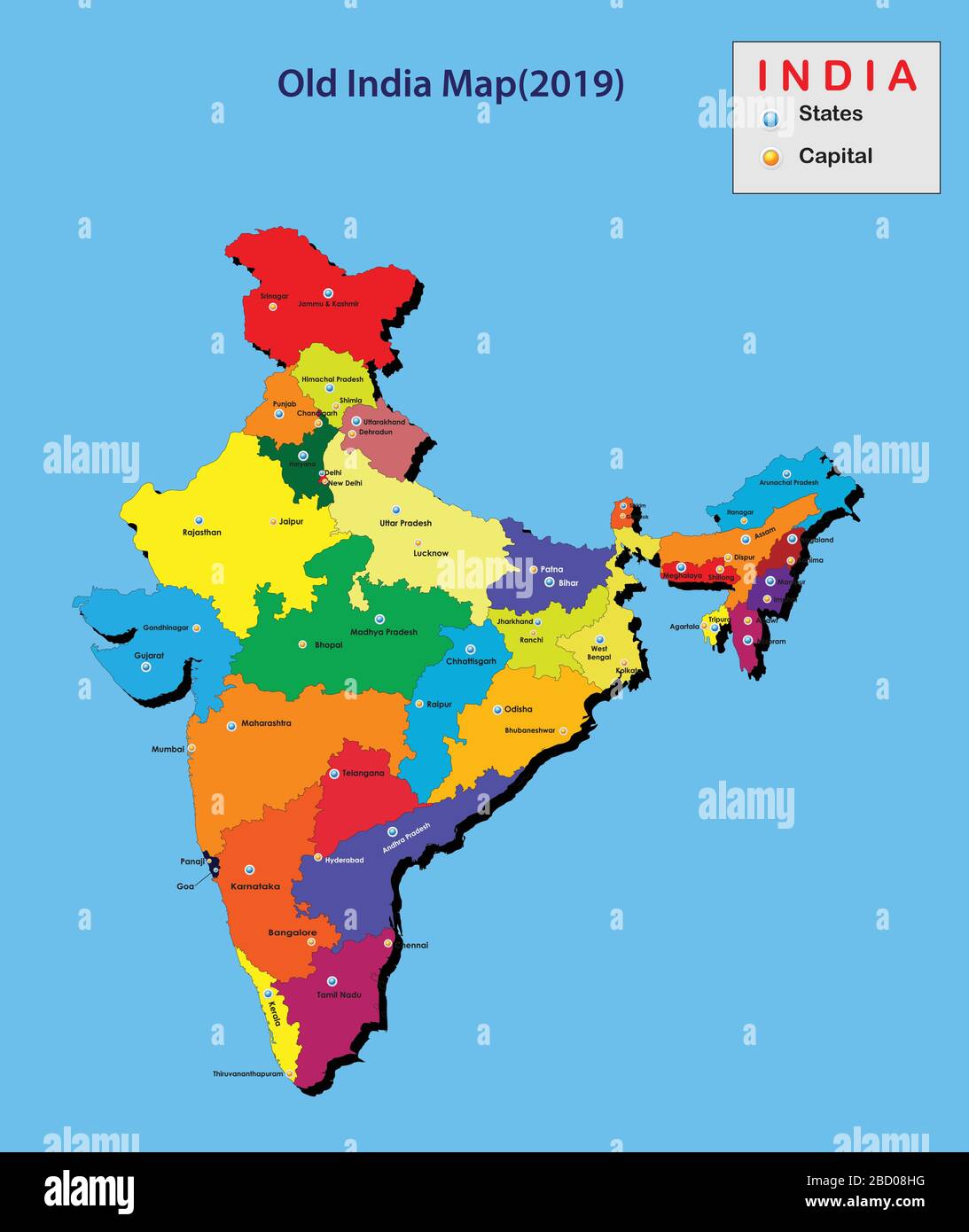 India Political Map With States And Capitals