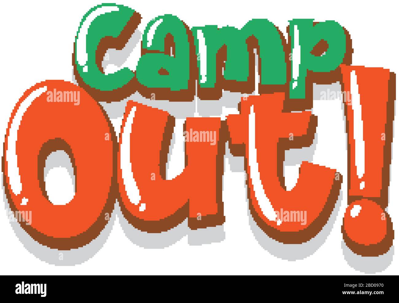 Font design for word camp out on white background illustration Stock ...