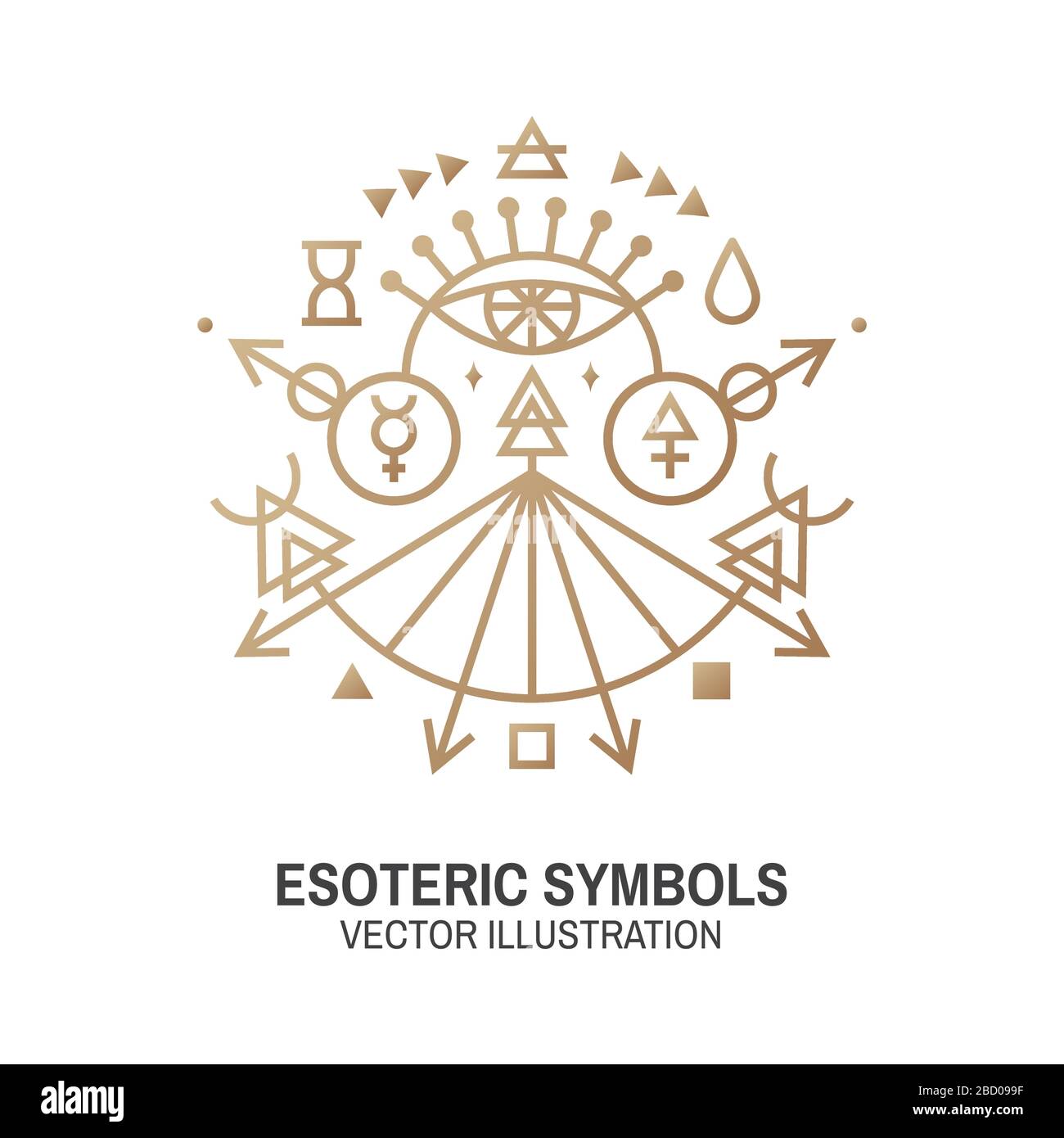 Esoteric symbols. Vector illustration. Thin line geometric badge ...