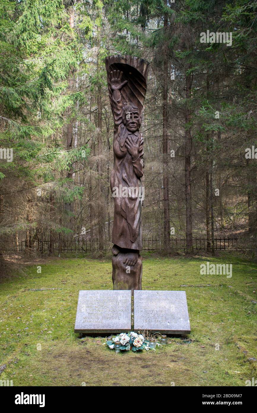 Site and grave of mass massacre of Jews in the forest. Memorial ...