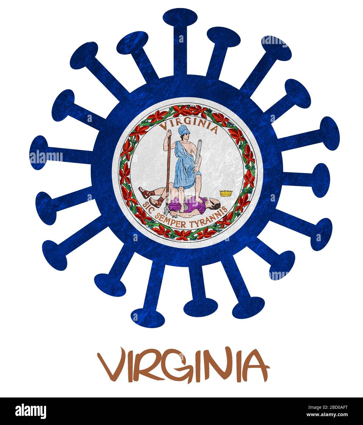 State flag of Virginia with corona virus or bacteria - Isolated on ...