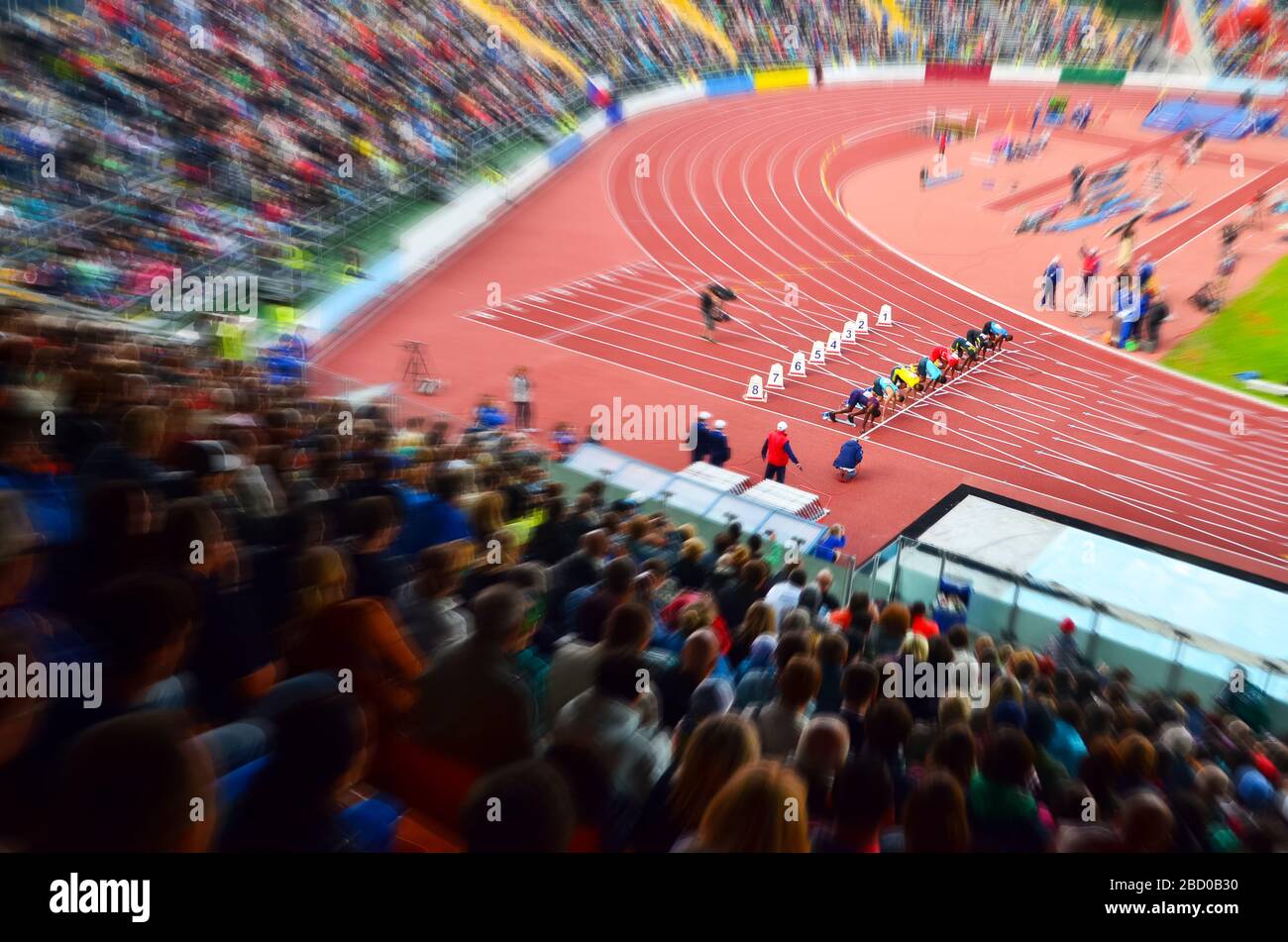 Start on track 100 meters sprint, professional race Stock Photo - Alamy