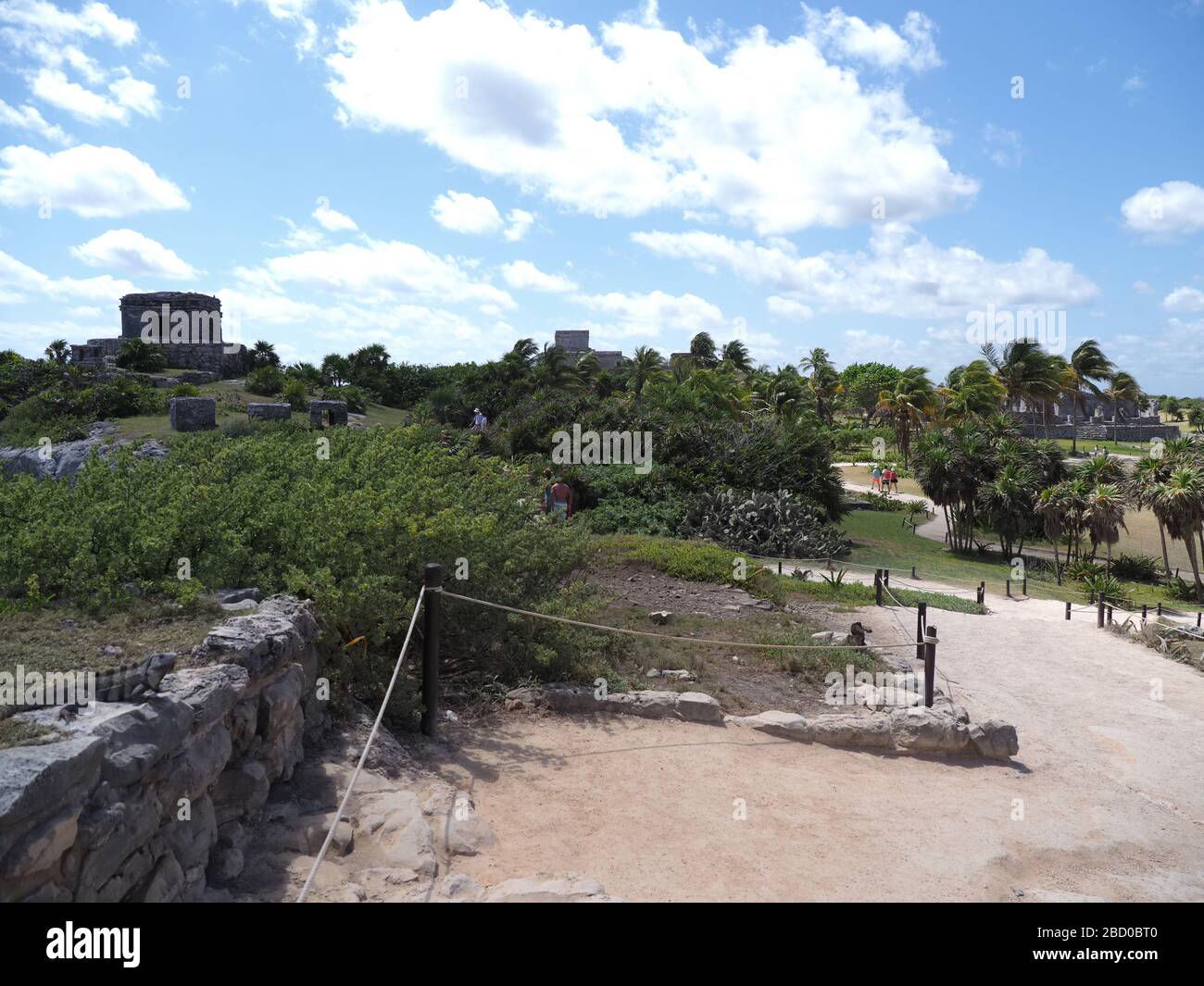 Path and famous ruins of mayan temples at TULUM city in Mexico Stock ...