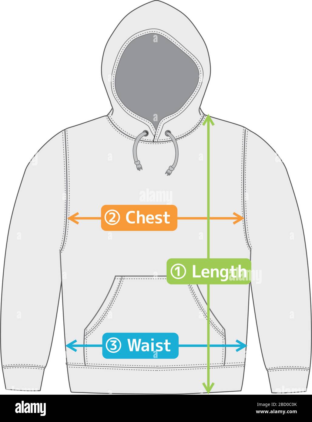hoodie/hooded sweatshirt illustration for size chart Stock Vector Image ...