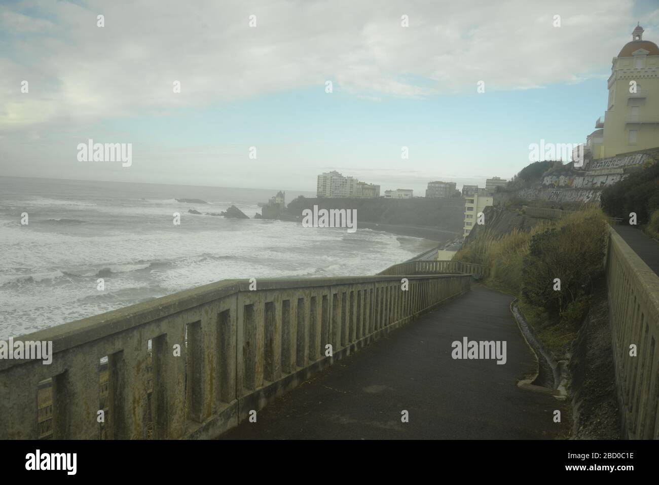 Walkway along the Basque coast in France Stock Photo - Alamy