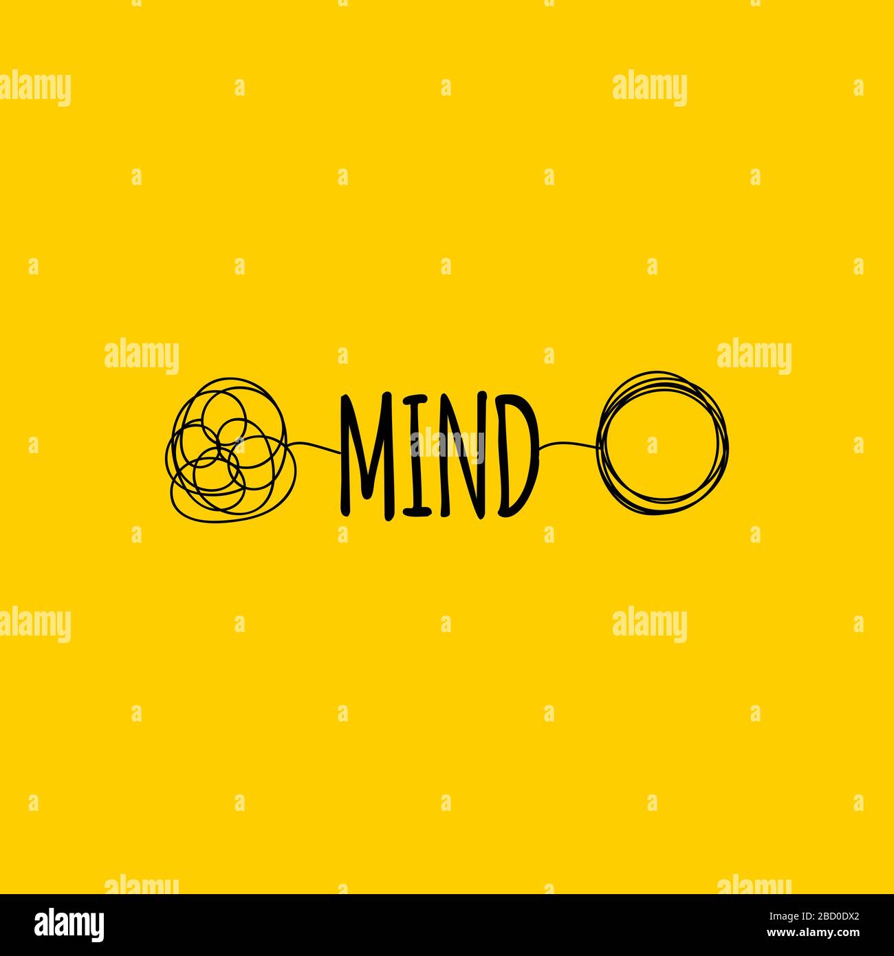 Mind or brain symbol, hand draw mind word, coaching sign ...