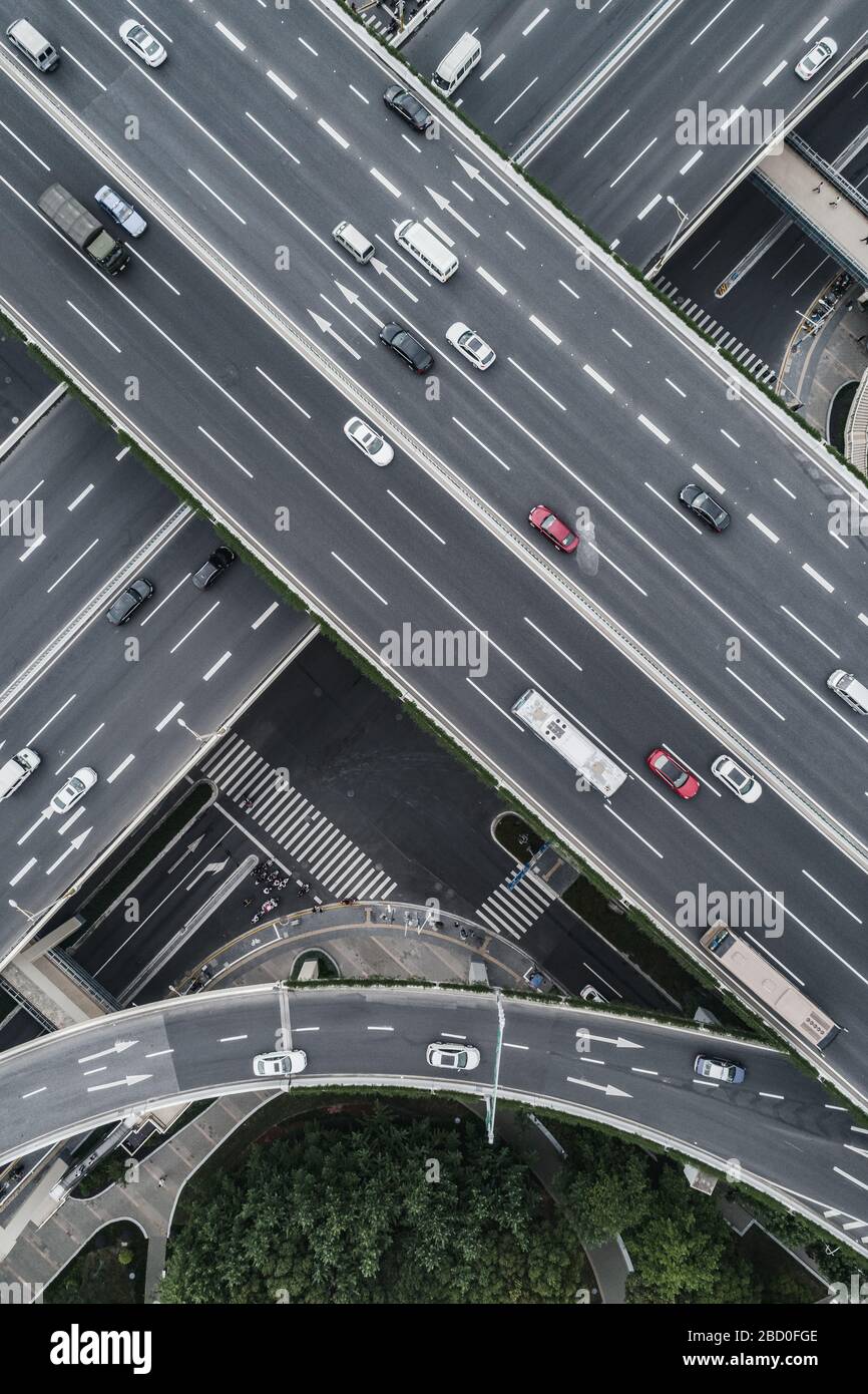 Aerial view of highway and overpass in city Stock Photo - Alamy