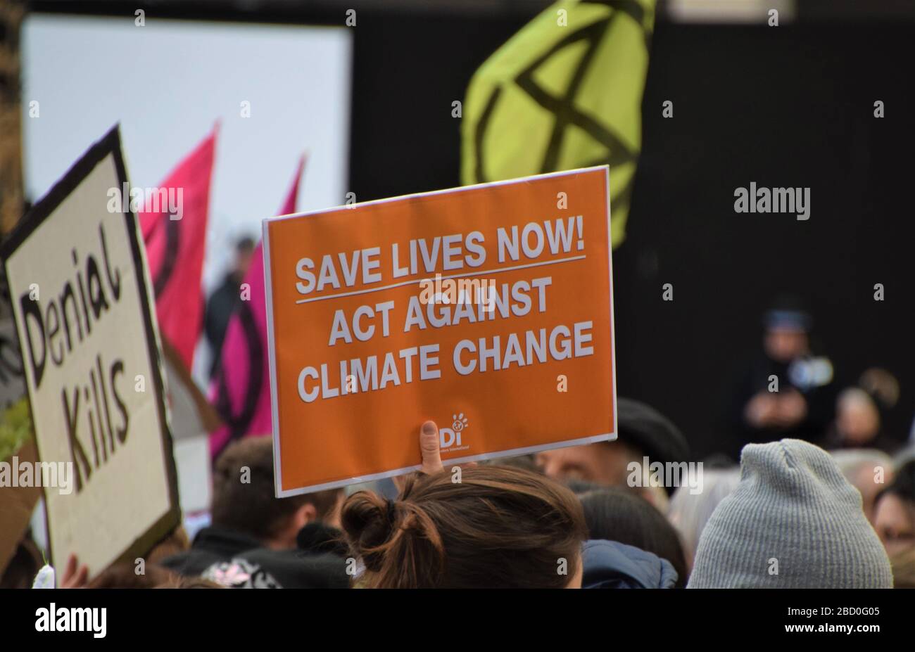 Climate Change protest sign, London, England Stock Photo - Alamy