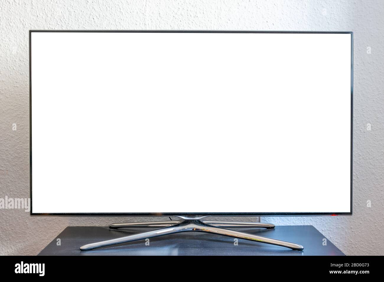 Blank white ad space on a TV in living room Stock Photo - Alamy