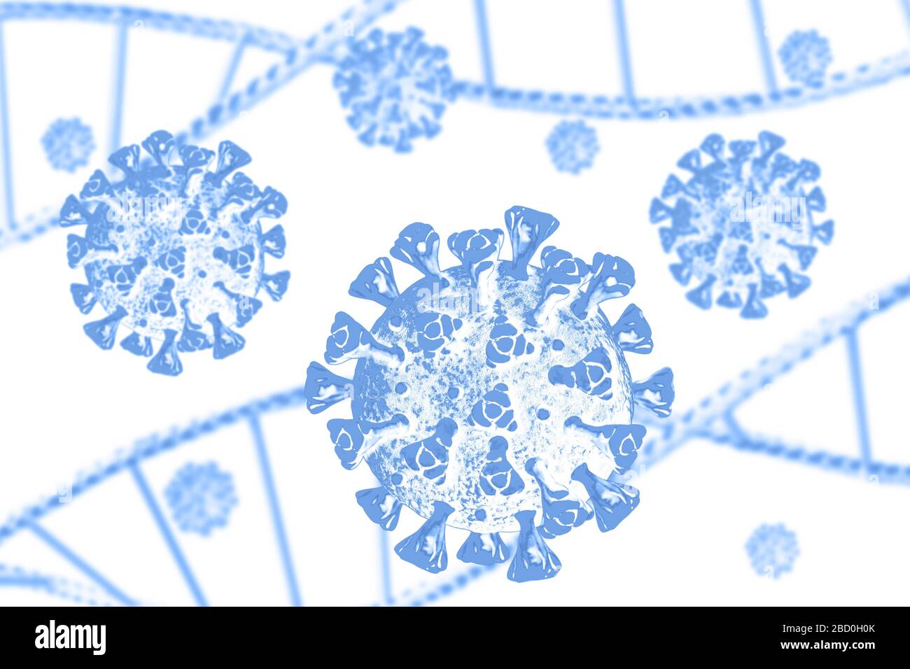 Coronavirus cells and dna spiral background. Virus hazard concept Stock ...