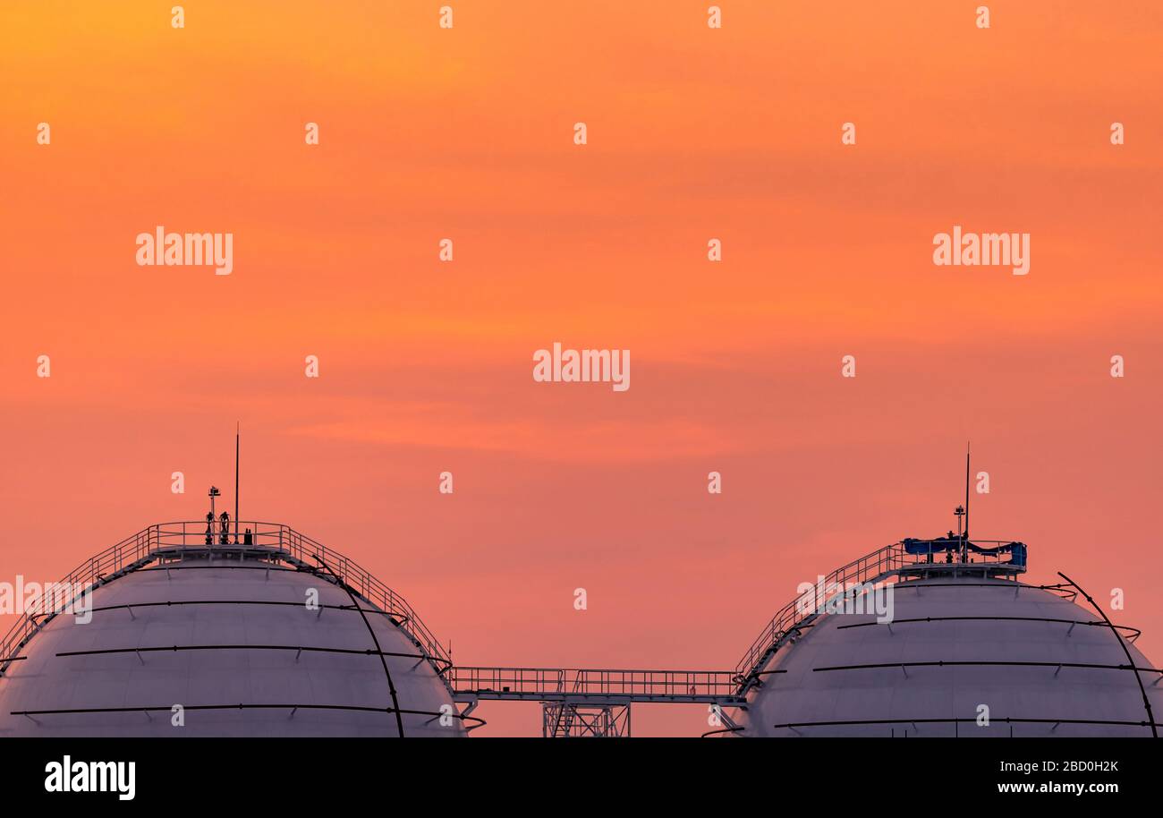 Industrial gas storage tank. LNG or liquefied natural gas storage tank ...