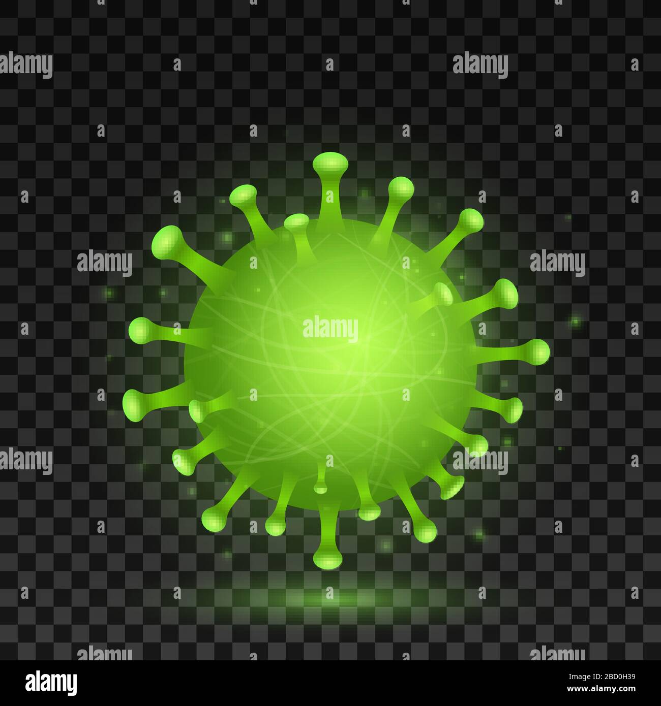 3D virus microbe corona isolated on dark transparent background ...
