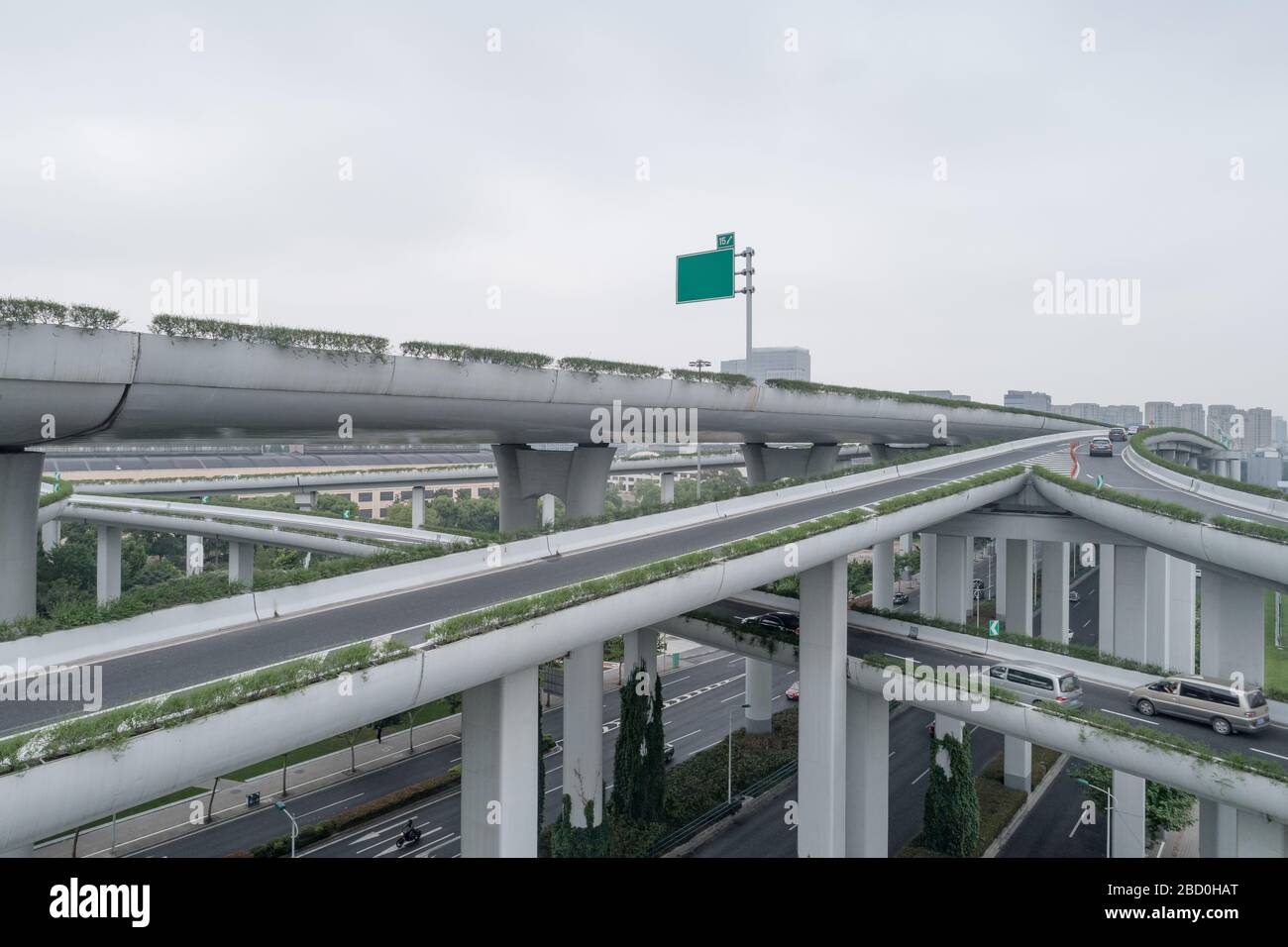 Aerial view of highway and overpass in city Stock Photo - Alamy