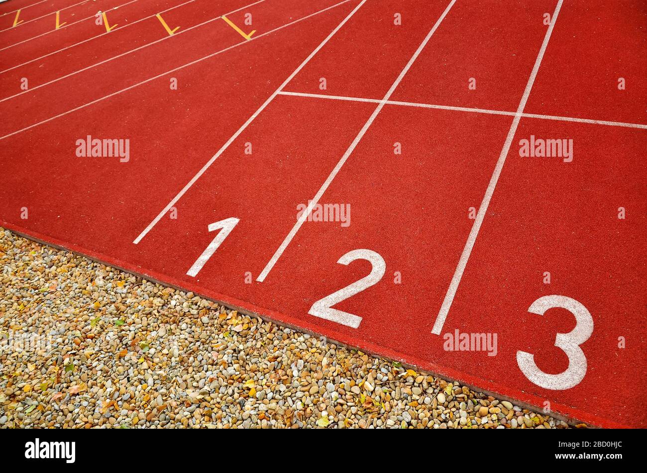 Running track lane numbers hi-res stock photography and images - Alamy
