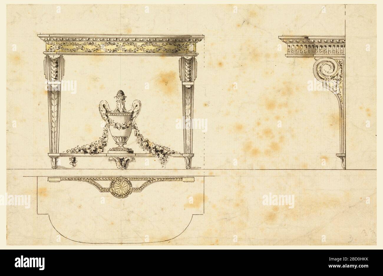 Design for a Console Table. Research in ProgressAt left, frontal view ...
