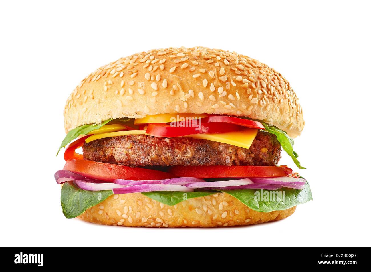 Classic beef burger in bun hi-res stock photography and images - Alamy