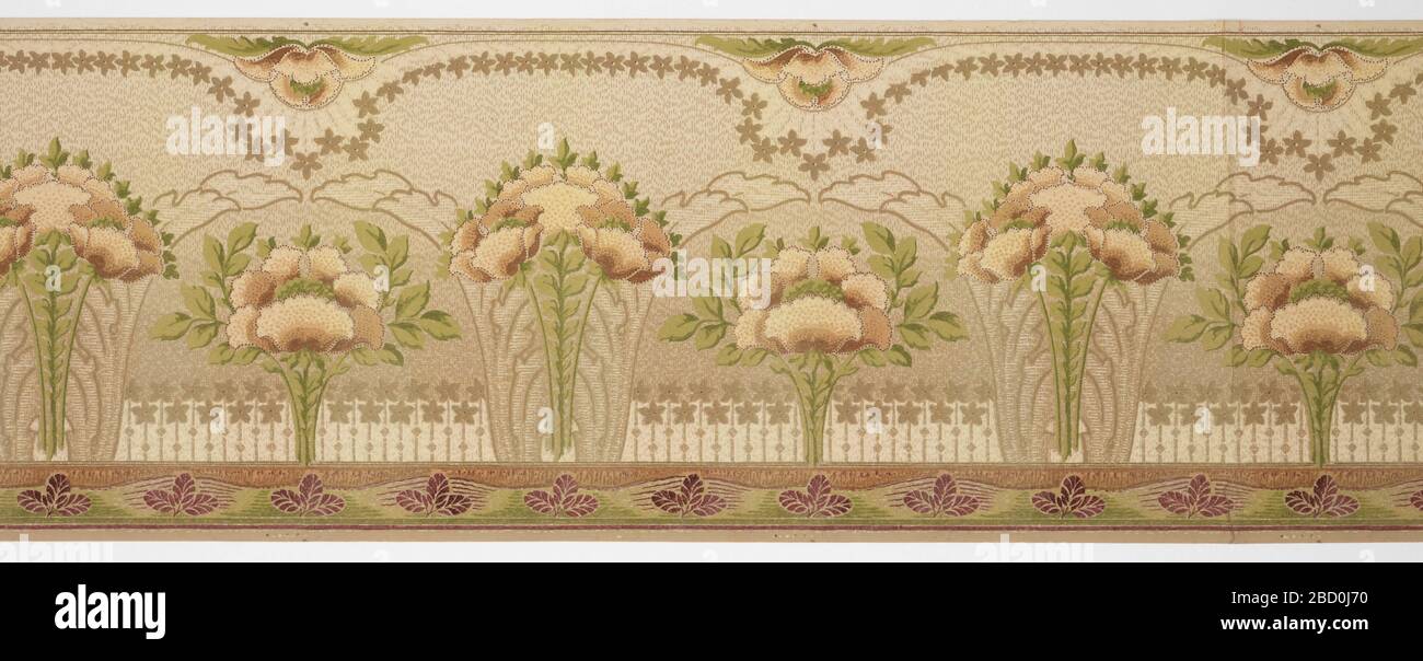 Frieze. Research in ProgressOn cream ground, alternating tall and short ...