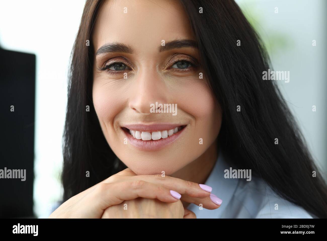 Portrait of beautiful cheerful woman Stock Photo - Alamy