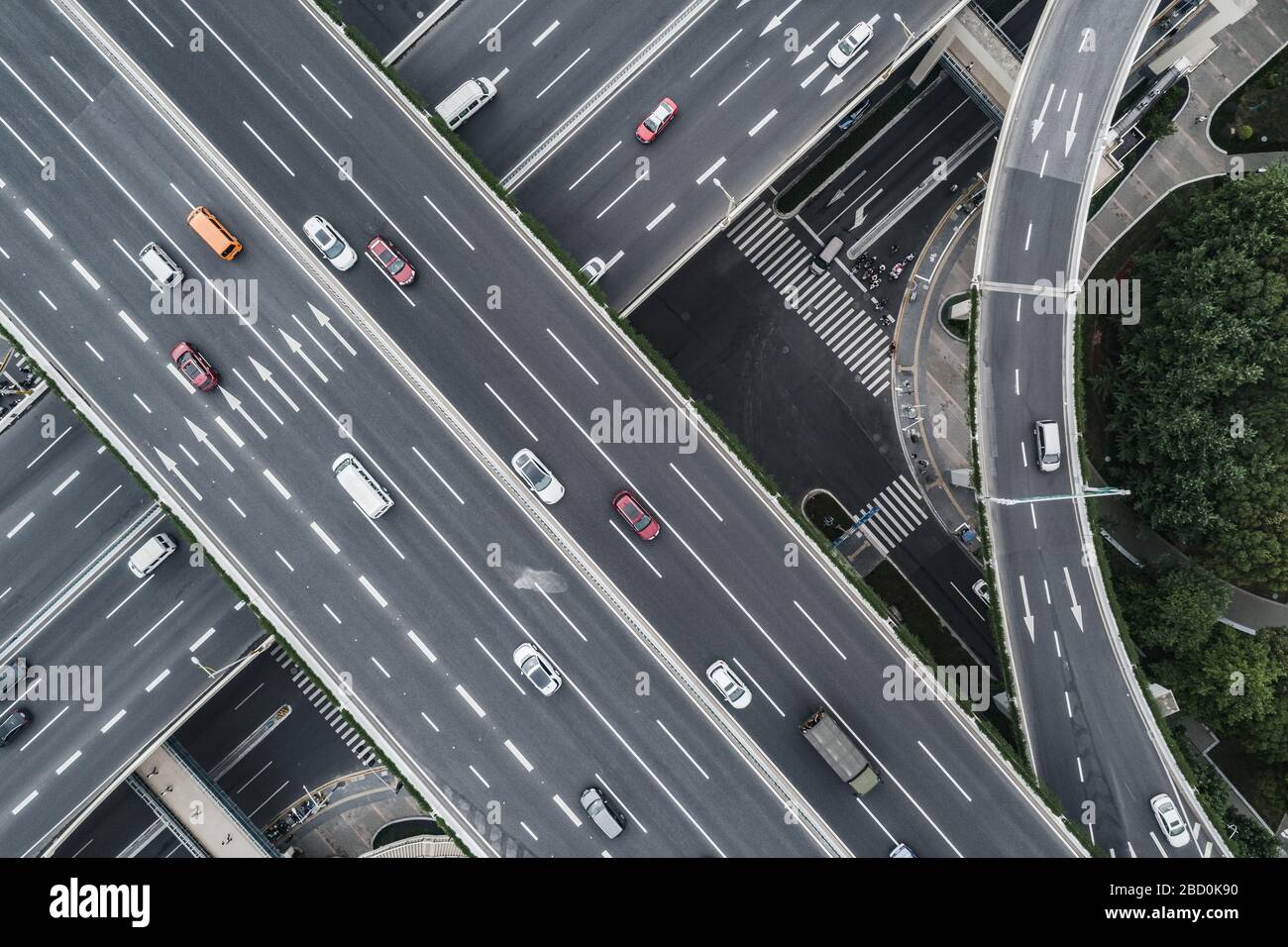 Aerial view of highway and overpass in city Stock Photo - Alamy