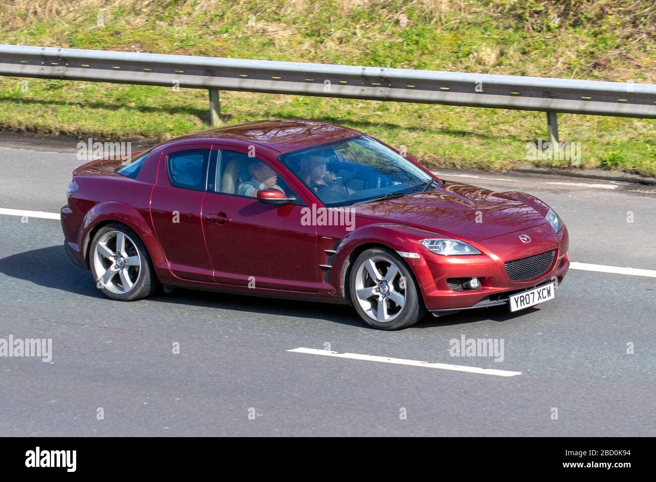 2007 red Mazda Rx-8 Nemesis; Vehicular traffic moving vehicles, driving ...