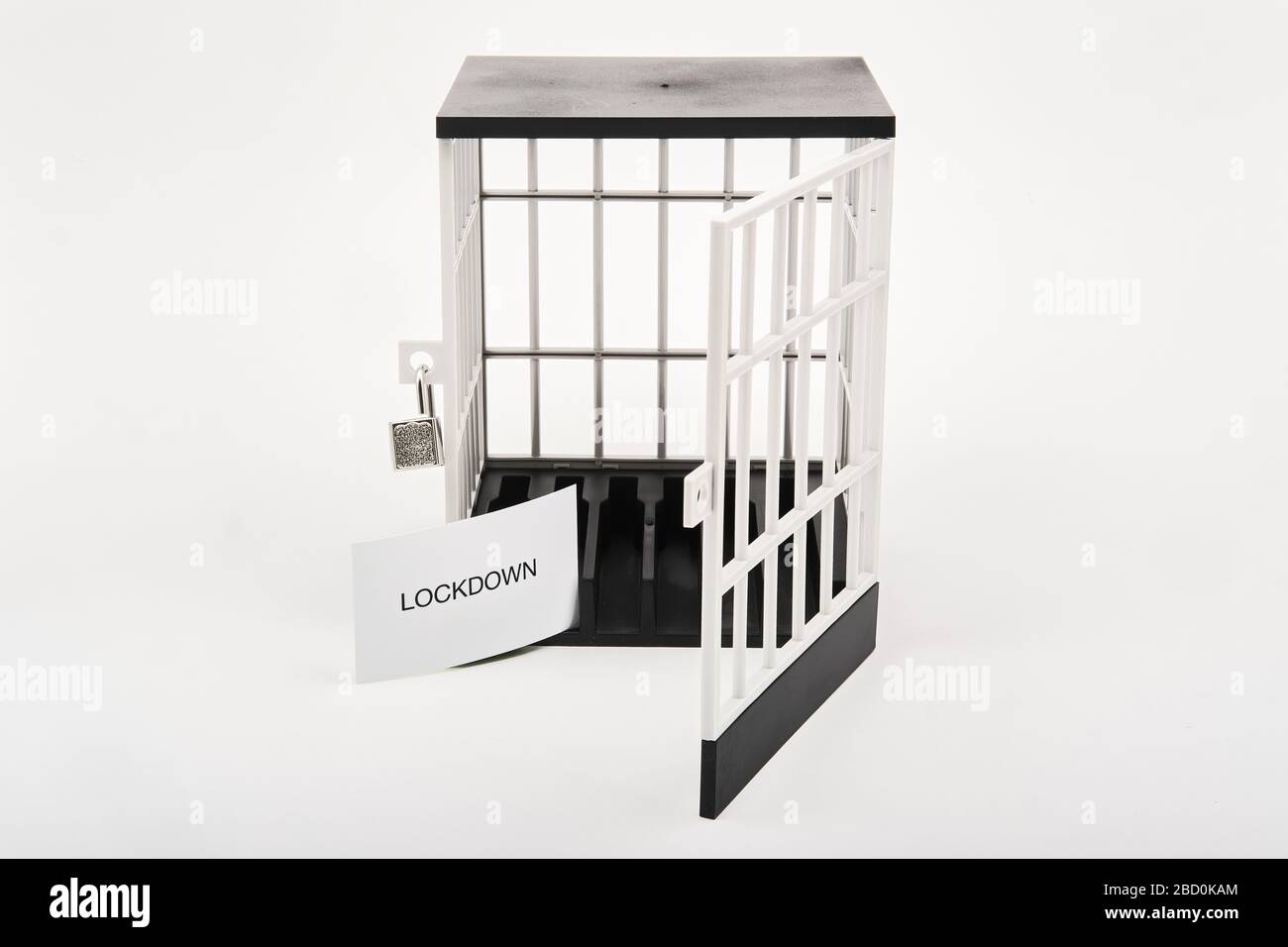 Coronavirus partial lockdown concept with unlocked jail and a lockdown ...