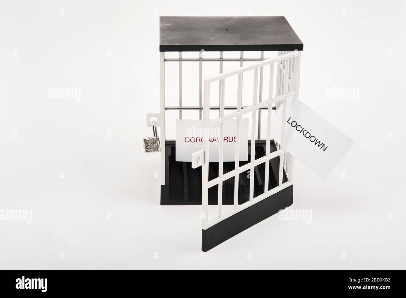 Coronavirus partial lockdown concept with unlocked jail with ...
