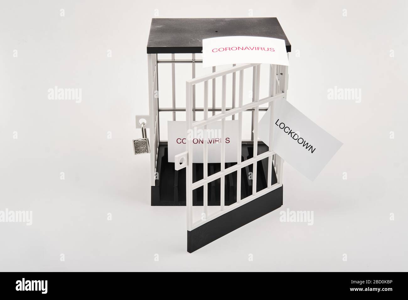 Coronavirus partial lockdown concept with unlocked jail with ...