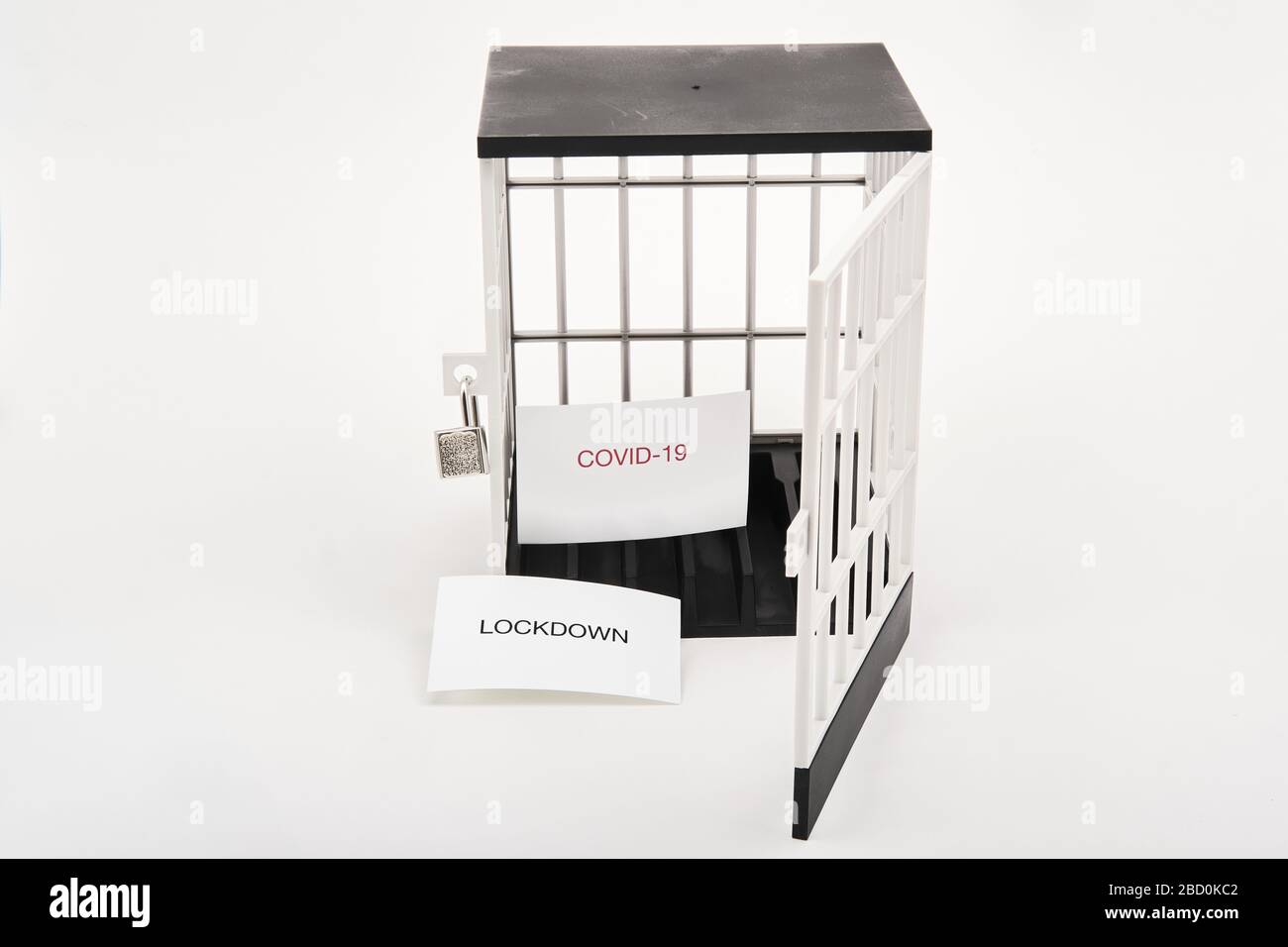 Coronavirus partial lockdown concept with unlocked jail with covid-19 ...