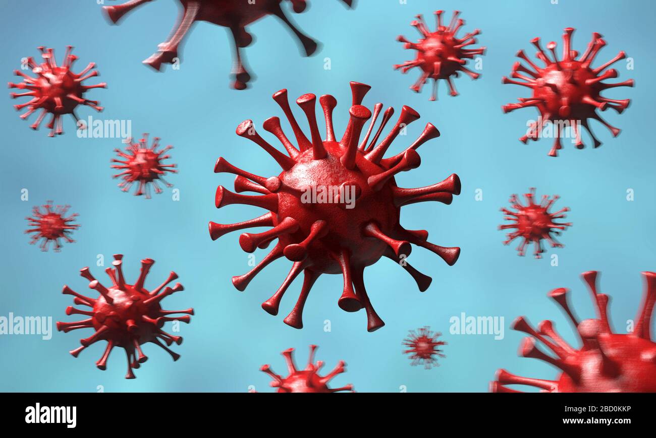 Microscopic view of a infectious virus. Contagion and propagation of a ...