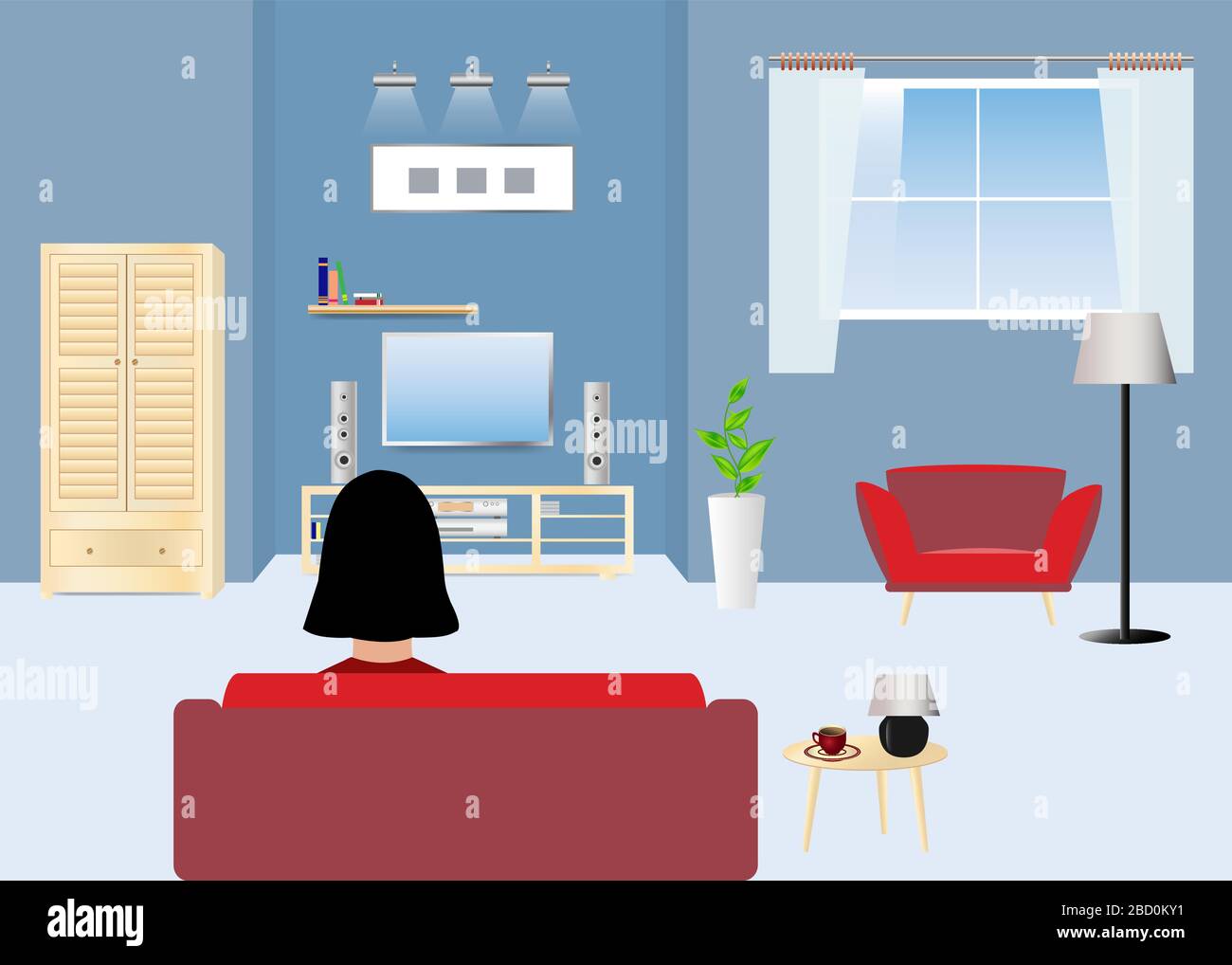 Watching tv light Stock Vector Images - Alamy