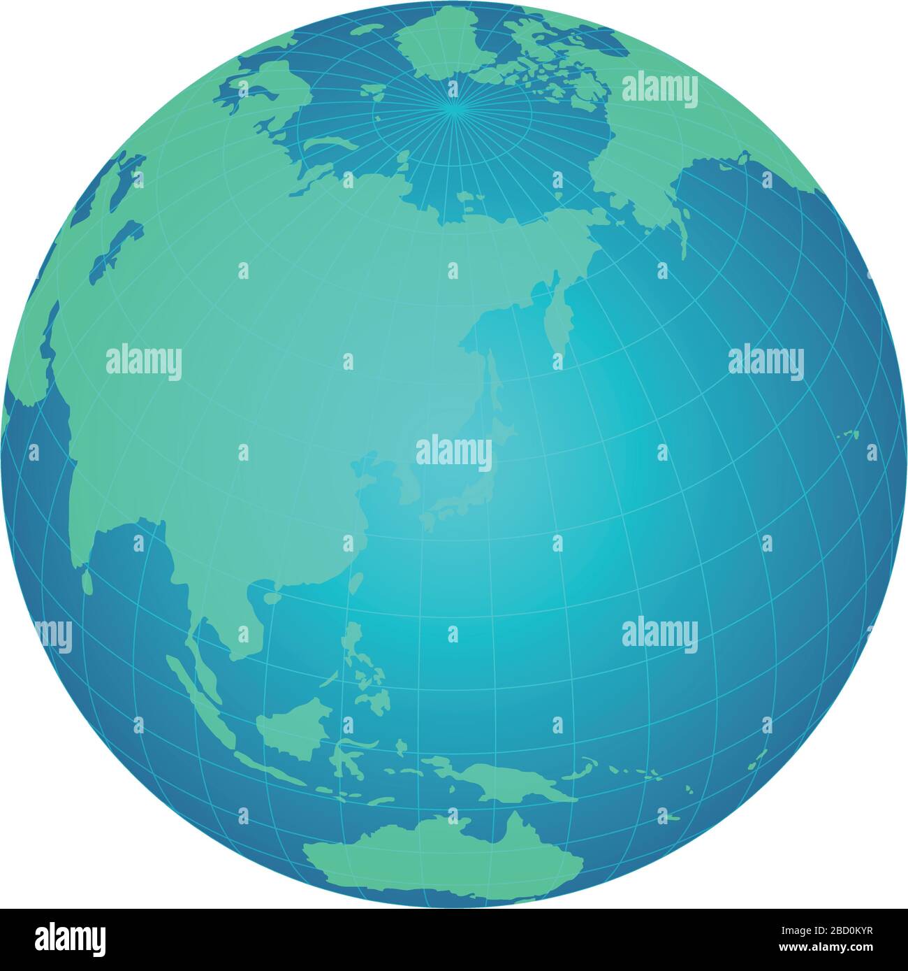 world map illustration (globe / sphere). focus on Japan and east asia ...
