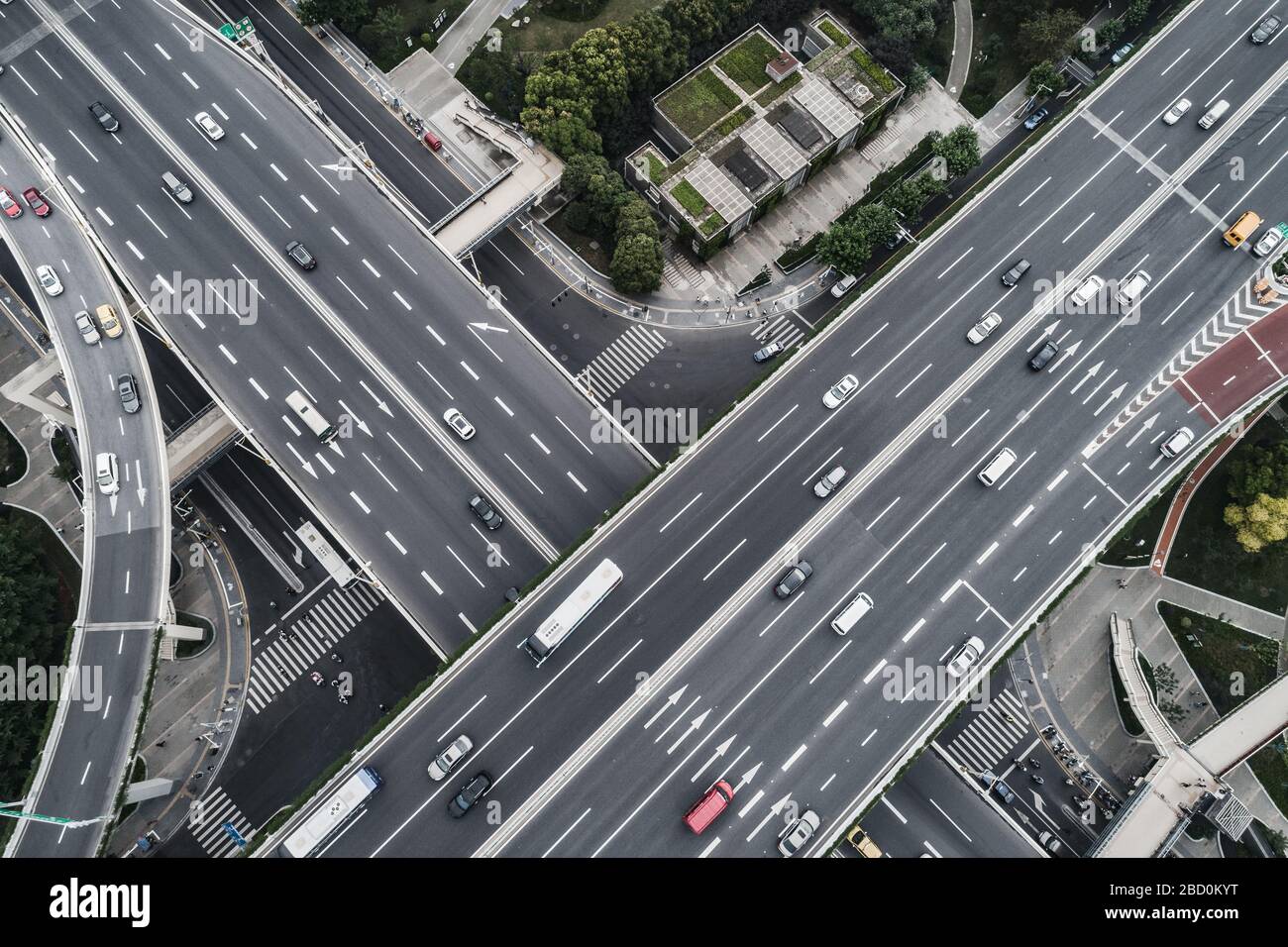 Aerial view of highway and overpass in city Stock Photo - Alamy