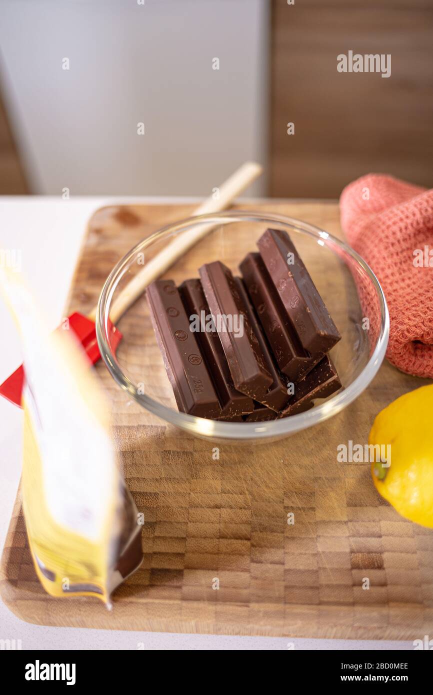 Chocolate bars on a vase in a domestic kitchen Stock Photo - Alamy