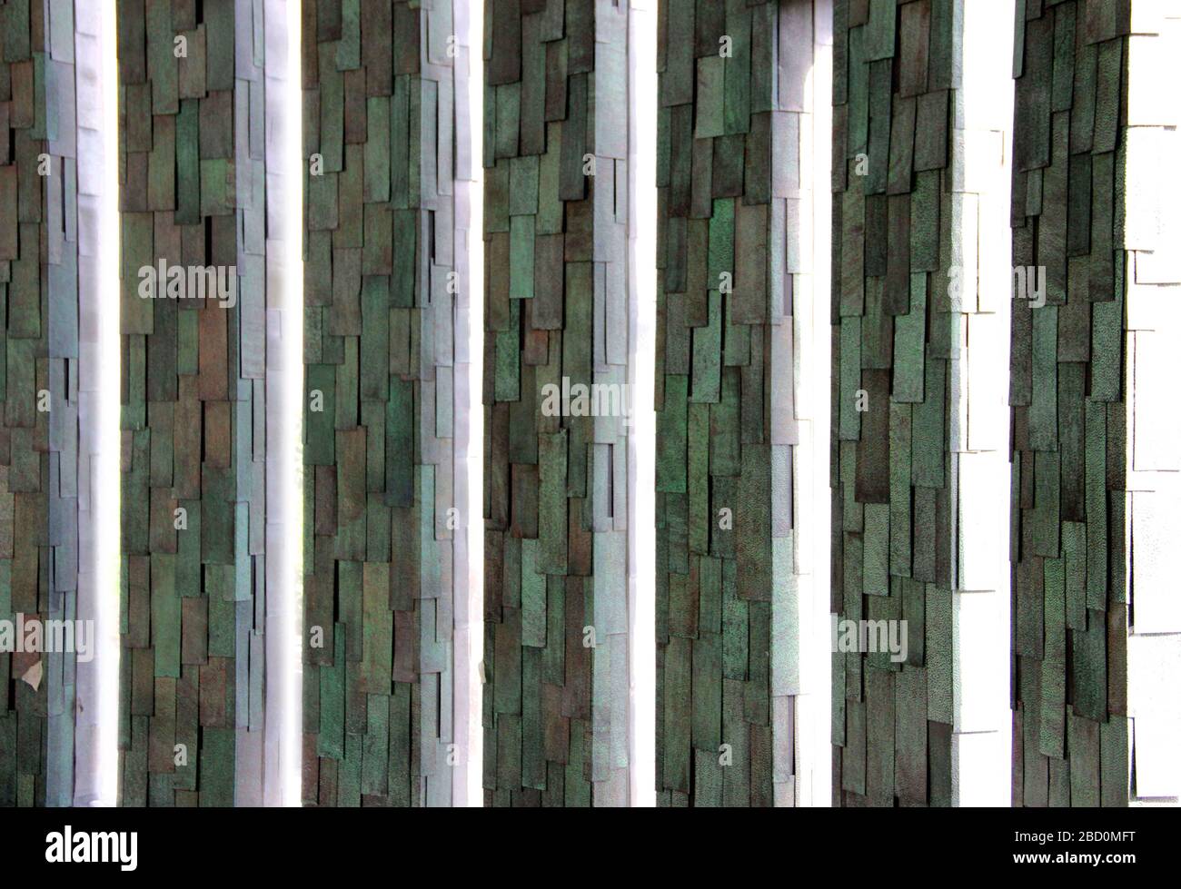 Abstract wall surface with stripes green and white in prospective Stock ...