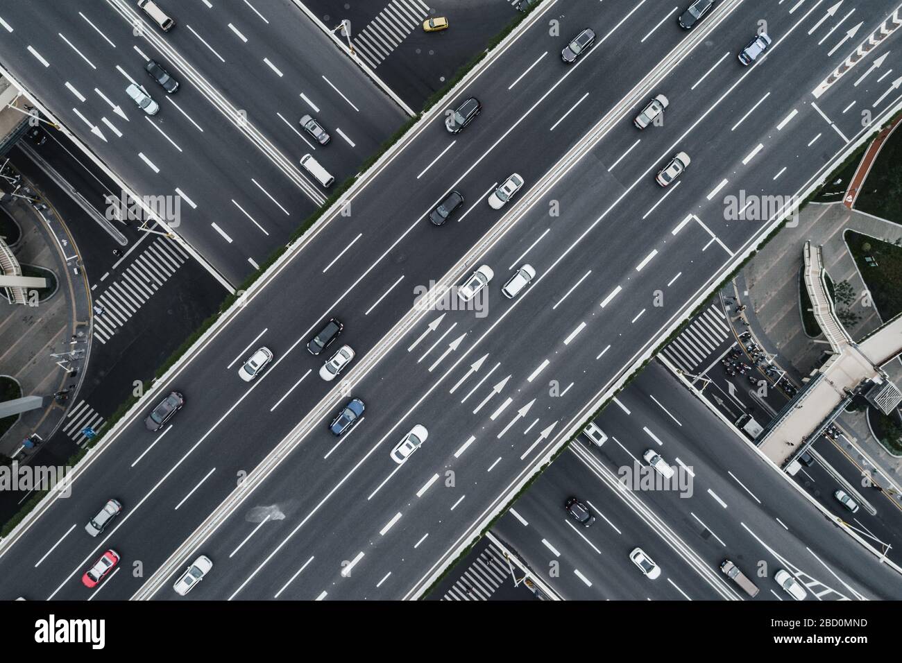 Aerial view of highway and overpass in city Stock Photo - Alamy