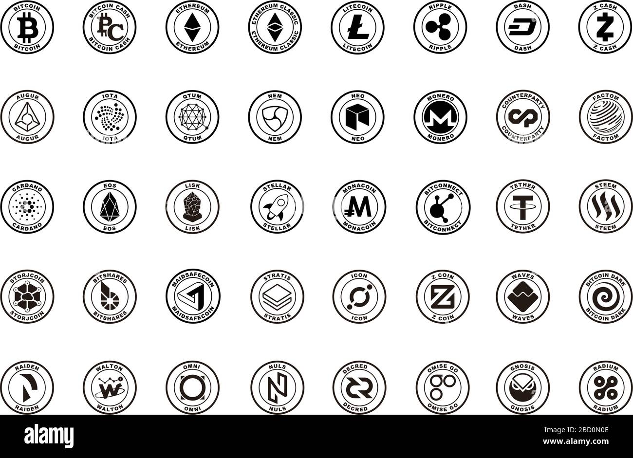 Cryptocurrency logo set hi-res stock photography and images - Alamy