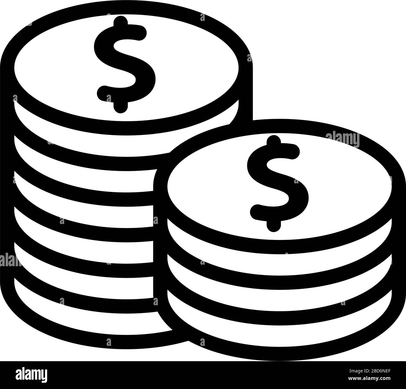 a stack of coins icon vector outline illustration Stock Vector Image ...